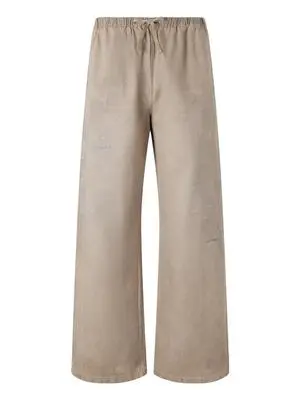 Acne Studios Wide-leg Paint-splattered Cotton-twill Trousers - Brown