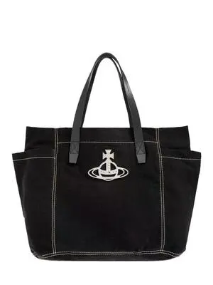 VIVIENNE WESTWOOD Henry Orb Contrast-stitch Tote Bag - Black