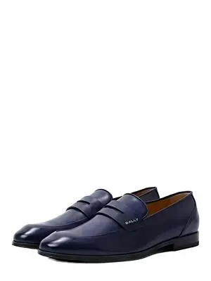 Bally Logo-plaque Leather Loafers - Blue