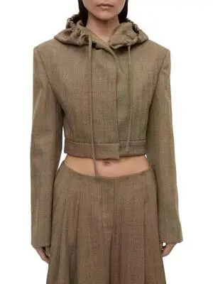 Christopher Esber Plinth Herringbone Hooded Jacket - Brown