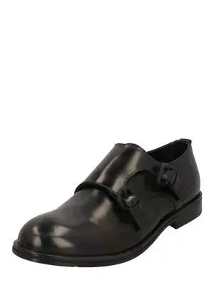 Vintage Double Monk Strap Leather Shoes - Black
