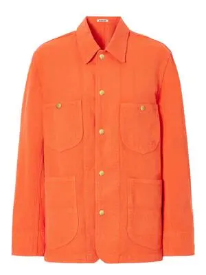 Auralee Wool, Cotton, And Linen-blend Jacket - Orange
