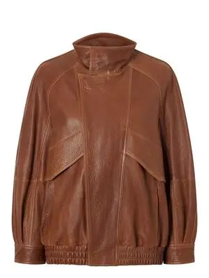 Nour Hammour Nour Hammour Ariste Paneled Leather Jacket Brick