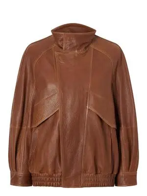 Nour Hammour Ariste Paneled Leather Jacket - Red