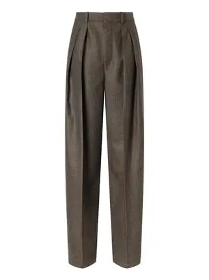 Saint Laurent Wool Blend Straight-leg Pants - Brown