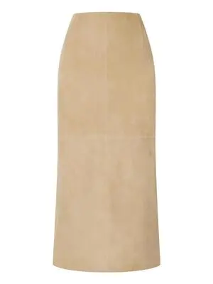 Nour Hammour Nour Hammour Selly Suede Midi Skirt Neutrals