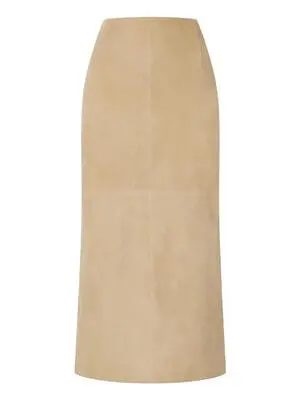 Nour Hammour Nour Hammour Selly Suede Midi Skirt Neutrals