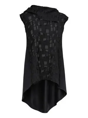 METAMORPHOZA Metamorphoza Sleeveless High Neck Tunic With Textured Sheer Front And Open Back