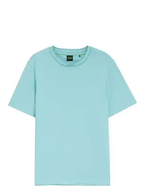 BOSS Cotton T-shirt With Logo Crew Neck Light Blue