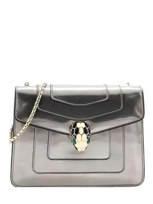 BVLGARI Small Serpenti Forever Square Shoulder Bag Metallic Leather - Gray