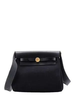 Hermès 20 Herbag Zip Toile And Leather - Black