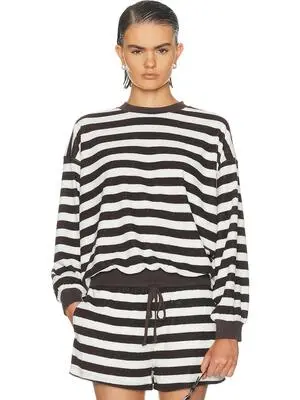 Suzie Kondi Sifnos Terry Sweatshirt - Truffle Ivory Stripe
