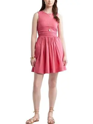 Treasure & Bond Cinched Knit Fit & Flare Dress - Pink Carmine