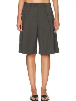 ST. AGNI Wool Pleat Loop Short - Mulch