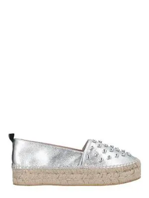 Moschino Espadrille Flatforms With Metal Applications - Silver