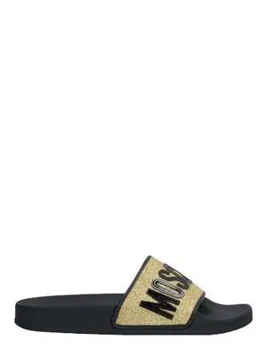 Moschino Rubber Slides With Glitter Embellishment - Gold
