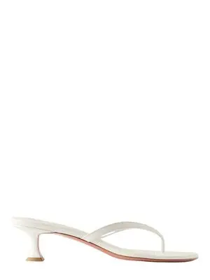 Amina Muaddi Juliette 45 Leather Thong Sandals - White