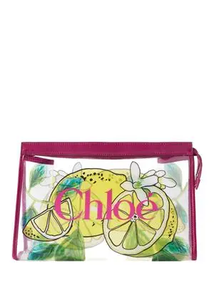 Chloé Printed Leather-trimmed Jelly Clutch - Multi
