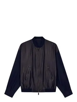 GIORGIO ARMANI Giorgio Armani Oversized Fit Leather Blouson Jacket With Silk Lining