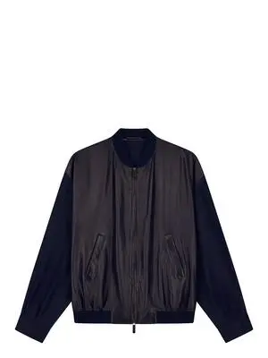 GIORGIO ARMANI Giorgio Armani Oversized Fit Leather Blouson Jacket With Silk Lining