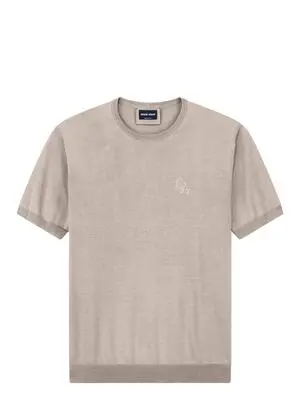 Giorgio Armani Slim Fit Silk And Cotton Knit Sweater - Grey