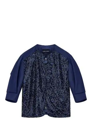 Giorgio Armani Silk Shantung Cropped Coat With Beaded Embroidery - Patterned