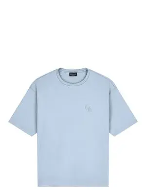 Giorgio Armani T-shirt Regular Fit Organic Cotton Interlock Jersey - Light Blue