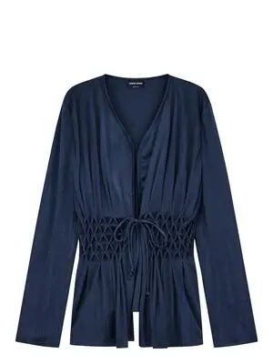 Giorgio Armani Jacquard Viscose Jersey Blazer - Blue