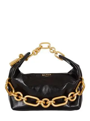 Balmain Sync Mini Bag In Calfskin Leather With Gold Hardware - Black