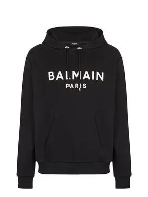 Balmain Printed Paris Logo Hoodie - Black