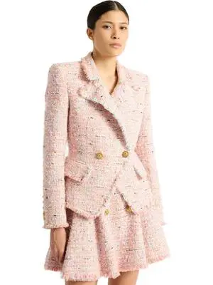 Balmain Tweed 2-button Jacket - Pink