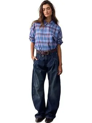 Free People We The Free Golden Hour Trouser Jeans - Steely Blue