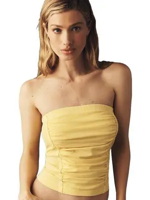 PILCRO Cotton Blend Tube Top - Lemon Verbena