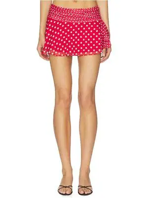 GUIZIO Chiffon Slit Mini Skirt - Red