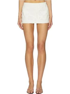 GUIZIO Embellished Low Rise Skirt - Ivory