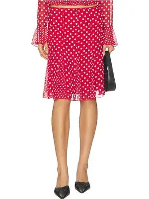 GUIZIO Paloma Polka Dot Chiffon Skirt - Red