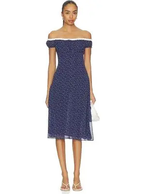 GUIZIO Rocello Off The Shoulder Dress - Navy