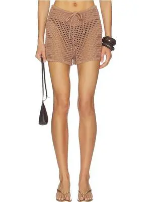 L'Agence Solan Pointelle Knit Shorts - Brown