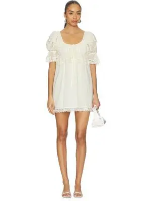 For Love & Lemons Juniper Puff Sleeve Mini Dress - Yellow