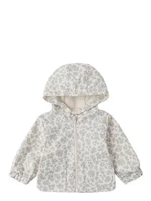 QUINCY MAE Floral Print Hooded Rain Jacket - Blue