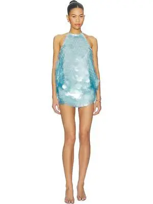 CULTNAKED Sequined Halterneck Dress - Aqua Blue