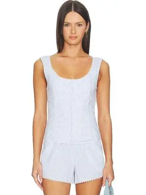 WeWoreWhat Scoop Neck Corset Top - Blue & White