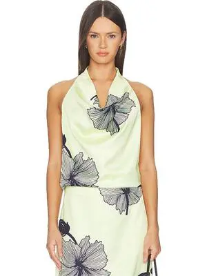 OPERASPORT Halterneck Draped Sleeveless Top - Tender Yellow