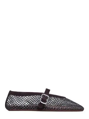 Alaïa Embellished Mesh Ballet Flats - Brown