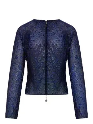 Giorgio Armani Crystal-embellished Long Sleeve Top - Blue