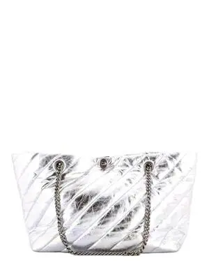 Balenciaga Crush Carry All Chain Quilted Leather Medium Tote Bag - Metallic
