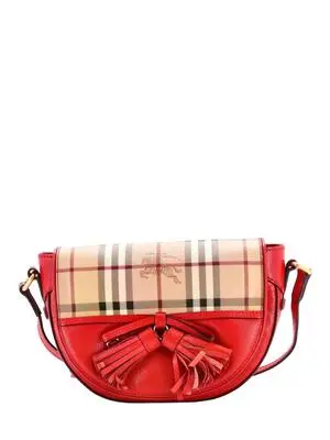 Burberry Maydown Haymarket Coated Canvas And Leather Small Crossbody Bag - Red