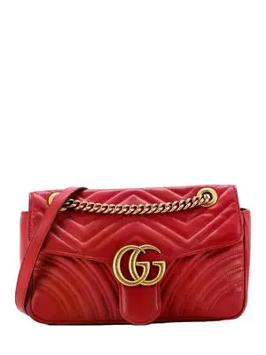 Gucci Matelassé Leather Medium Shoulder Bag - Red