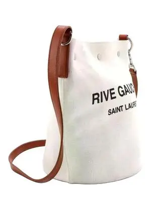 Saint Laurent Rive Gauche Canvas Bucket Bag - Neutrals