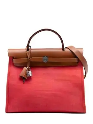 Hermès Toile Herbag Zip 31 Satchel - Red
